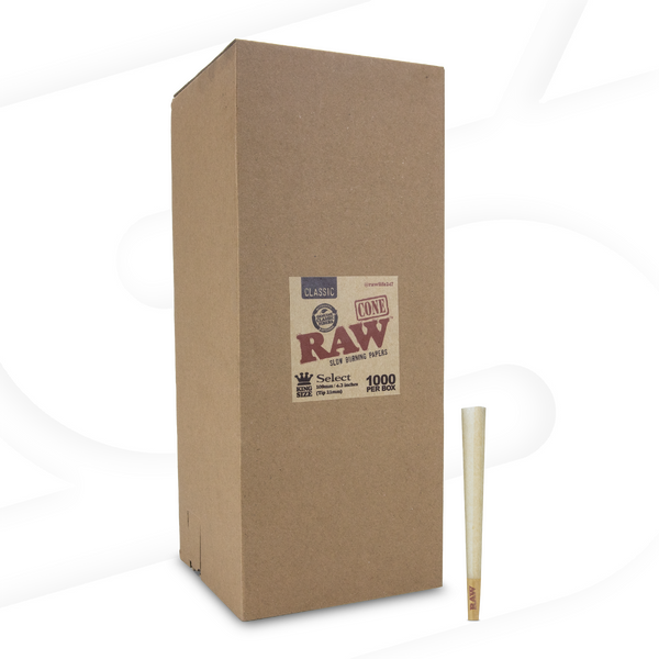 RAW Classic King Size Select Cones | Bulk Box| 1000 Cones - ESD Official