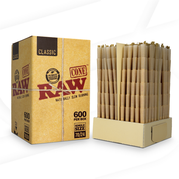 RAW Classic Single Size 70/24 | Bulk Box | 600 Cones - ESD Official