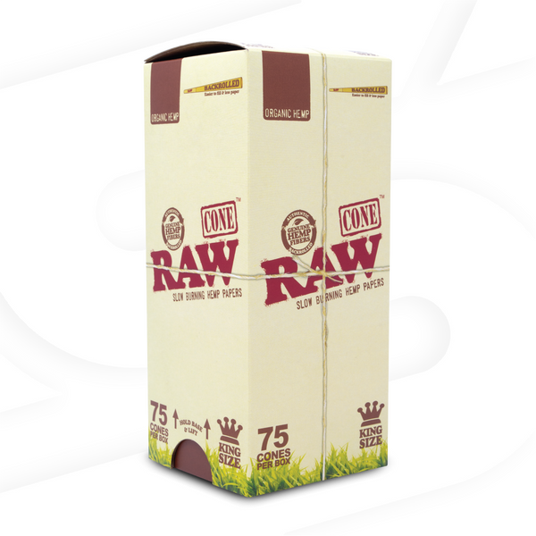 RAW Organic Hemp Backrolled King Size Cone- 75 Pack - ESD Official